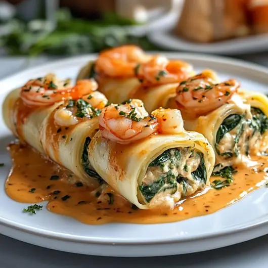 Shrimp & Spinach Stuffed Pasta Rolls - Homechefrecipes
