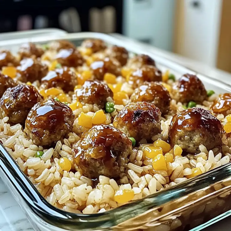 Honey Garlic Meatball Rice Bake - Homechefrecipes