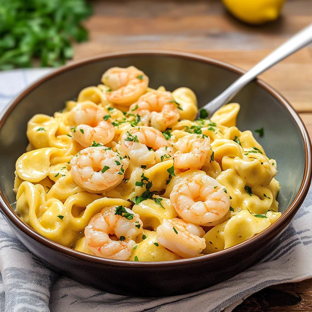 Amazing Shrimp Tortellini in Lemon Garlic Cream Sauce Delight